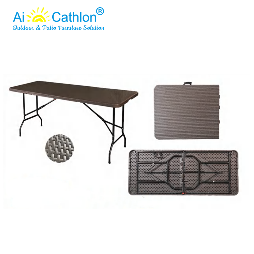 Rectangule Plastic Garden Picnic Folding Tables In Rattan Design ...