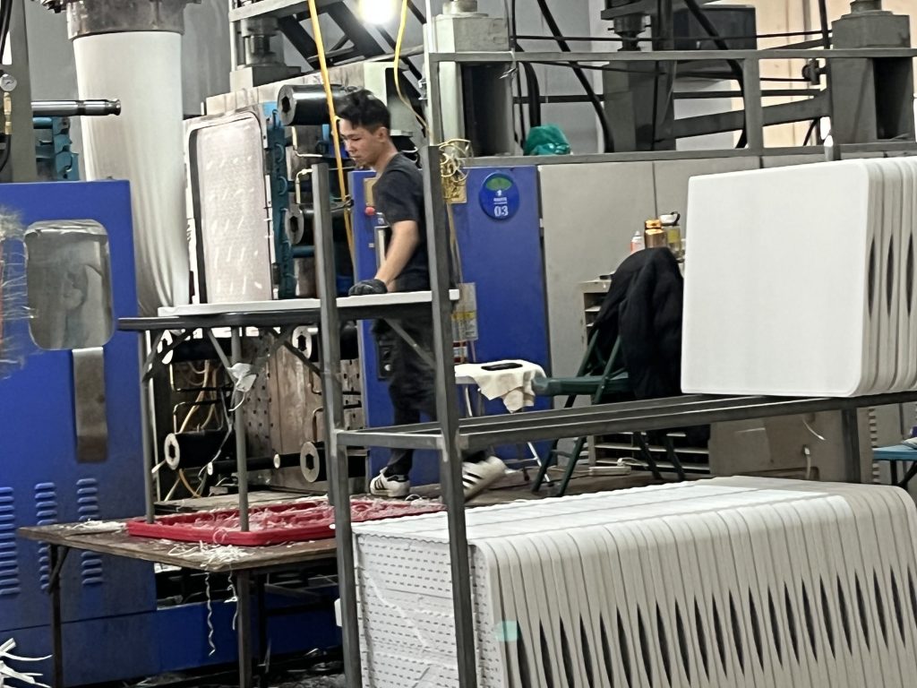 What is the production process for plastic tables and chairs?